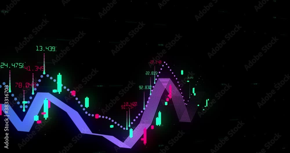 Animation of Stock market candlestick growth graph.Rising prices trend ...