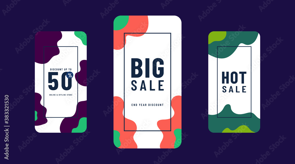 Vector Illustration Stories Template Set For Social Media. Modern ...