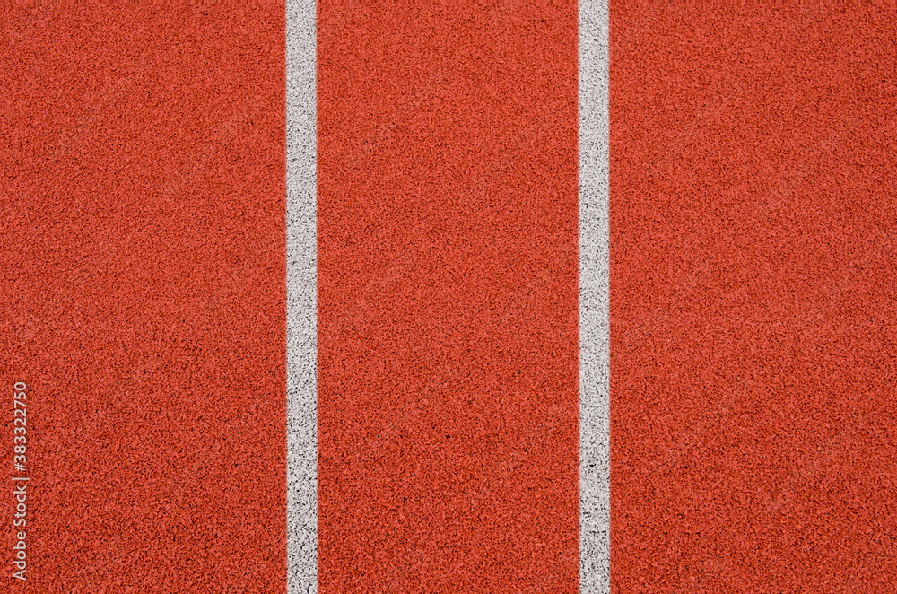 Top view of the running track rubber lanes cover texture with white ...