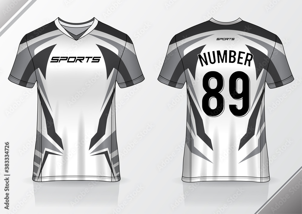 soccer jersey uniform view front back white grey Stock Vector | Adobe Stock