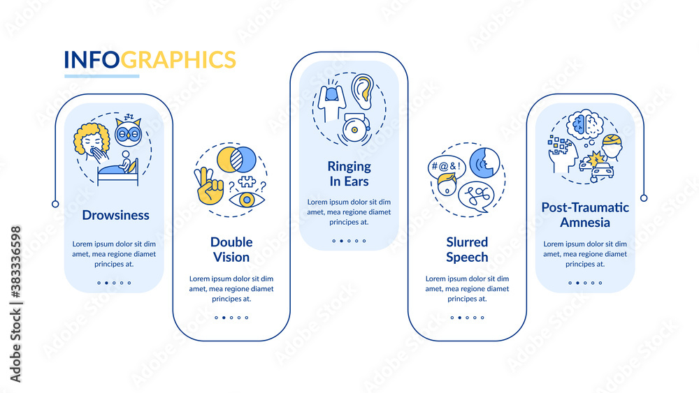 Head trauma vector infographic template. Brain injury symptoms ...