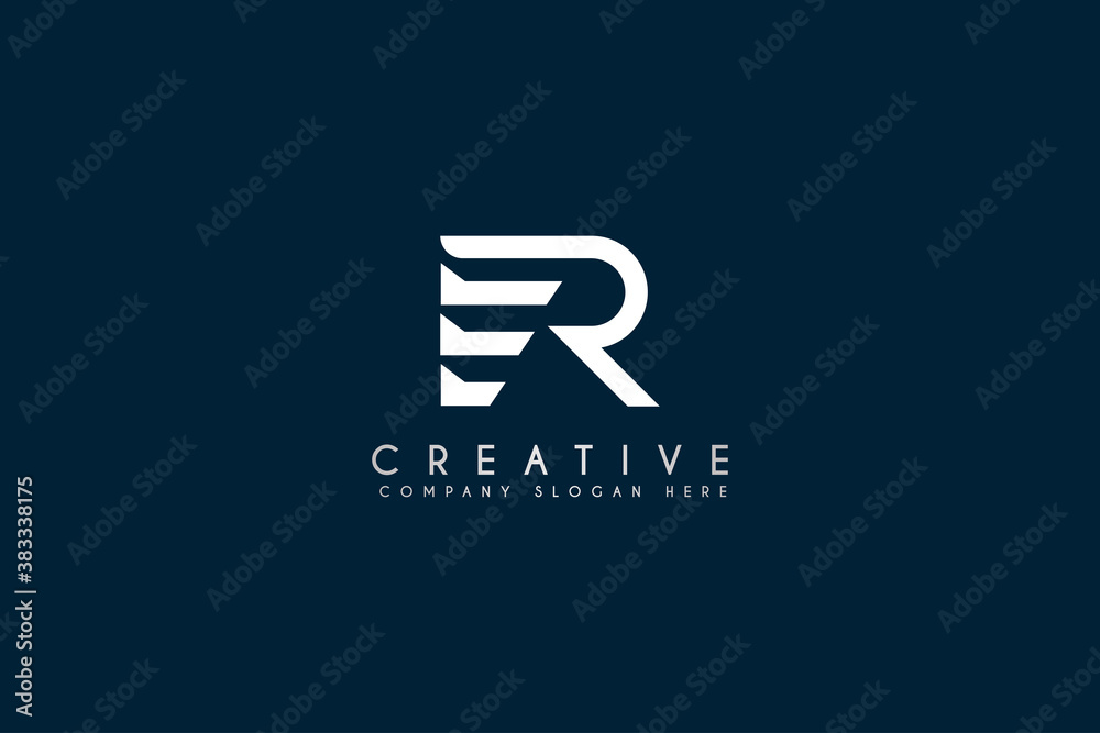 Initial ER letter logo design vector illustration. white ER logo ...