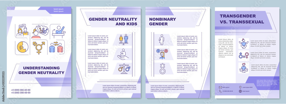 Gender neutrality and kids brochure template. Non binary identity ...
