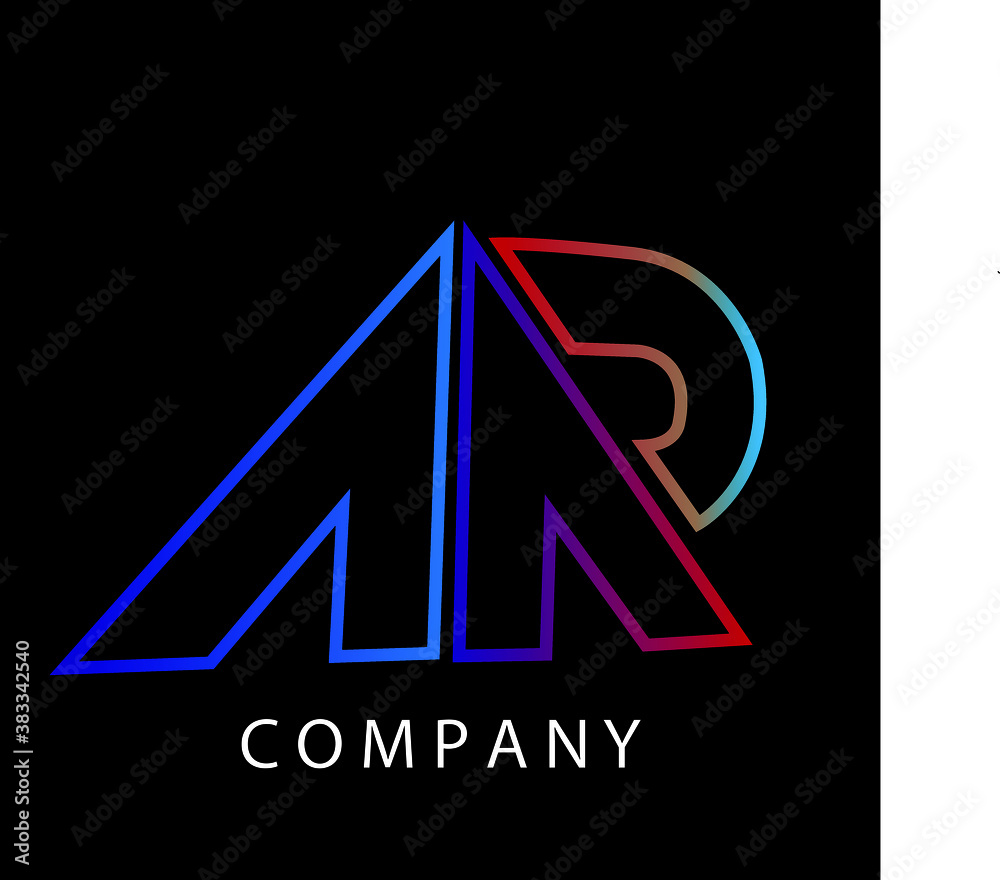 Red blue alphabet letter AR A R combination logo icon design AR logo ...