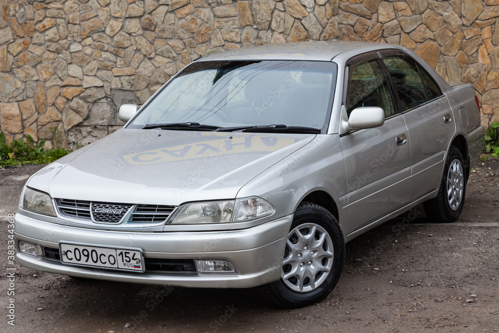 Front view of a Japanese-made car Toyota Carina 2000 year release in ...