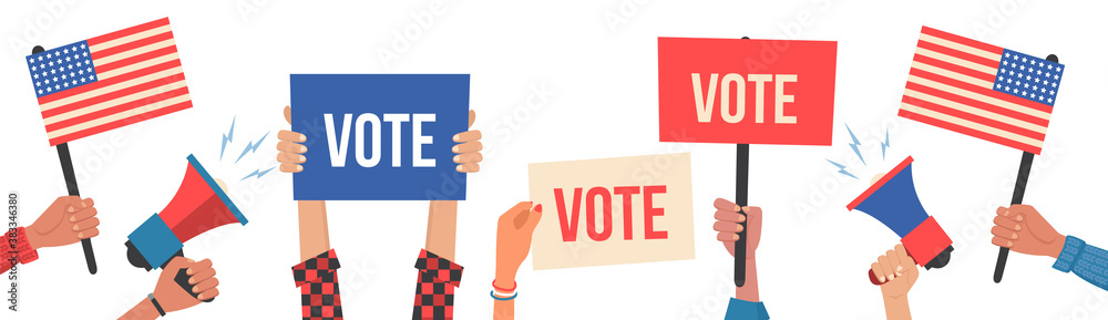 2020 Presidential Election in United States of America.Hands holding ...