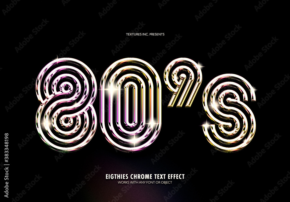 Eighties Metallic Text Effect Mockup Stock Template | Adobe Stock