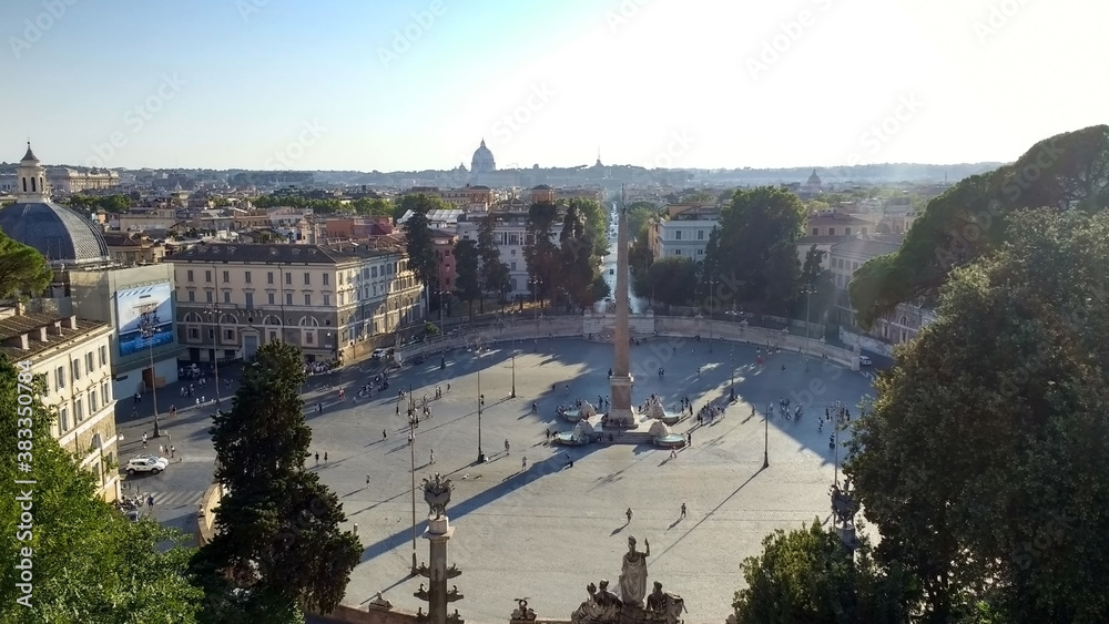 Pincio promenade. A square in the historical part of Rome. Italy ...