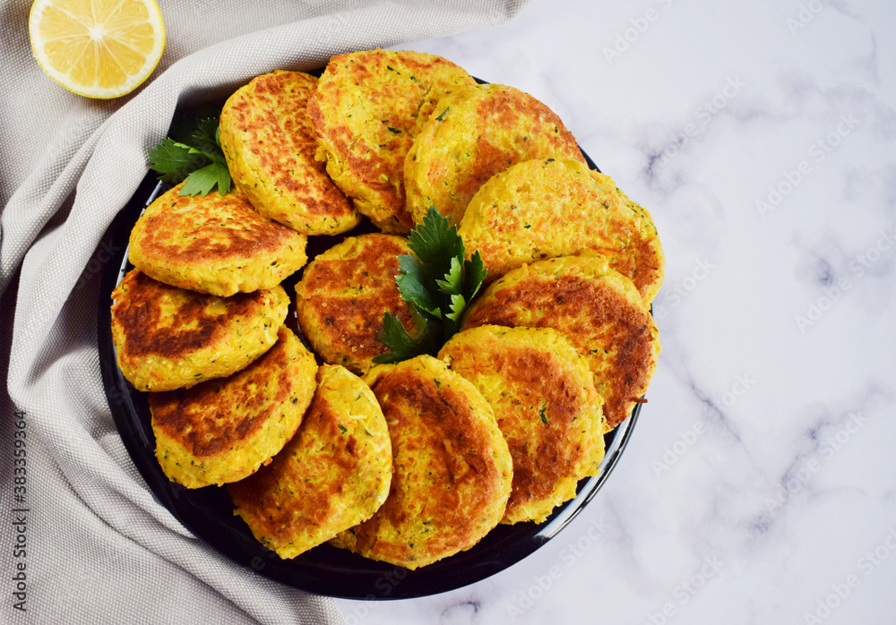 Healthy diet low fat dish with meatballs made of chickpea High protein ...