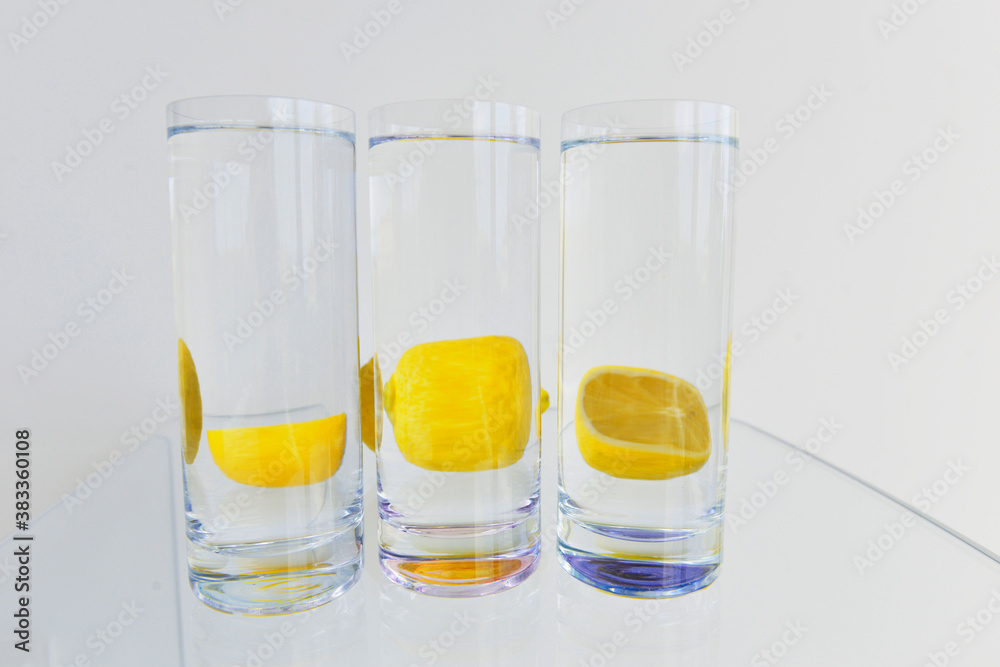 Beautiful Illusion and glass reflections. Reflection concept. Yellow ...