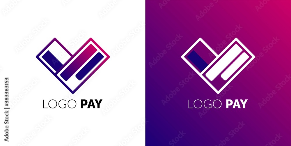 Check payment logo - credit card or wallet and red checkmark or tick ...