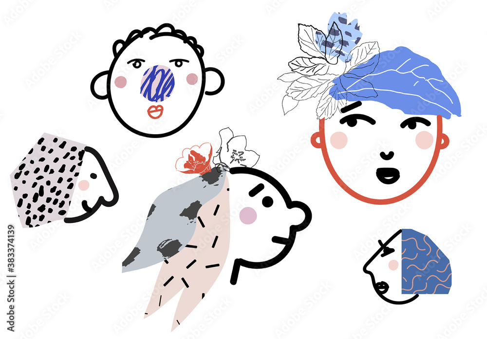 Faces Art Kit Stock Template | Adobe Stock