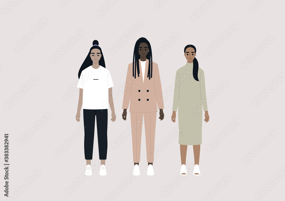People of color, a diverse group of female characters wearing different ...