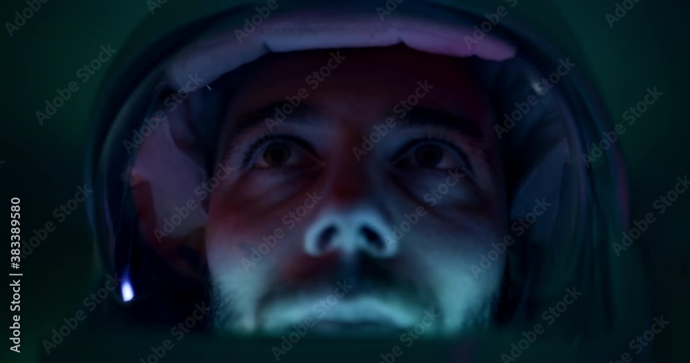 Spaceman With Space Helmet Future Technology Time Travel And ...