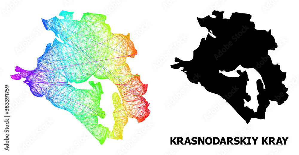 Network and solid map of Krasnodarskiy Kray. Vector model is created ...