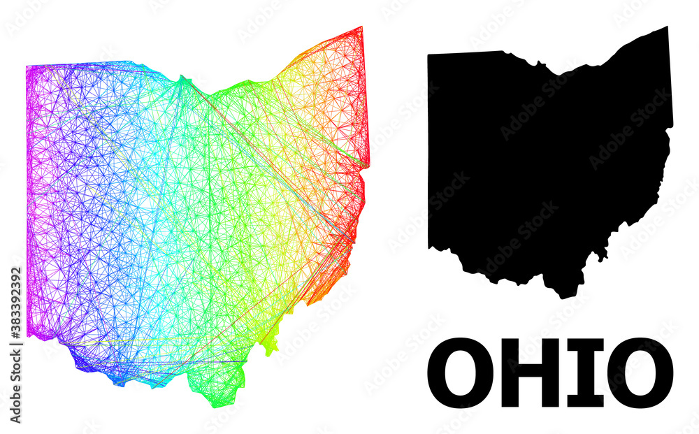 Wire frame and solid map of Ohio State. Vector model is created from ...