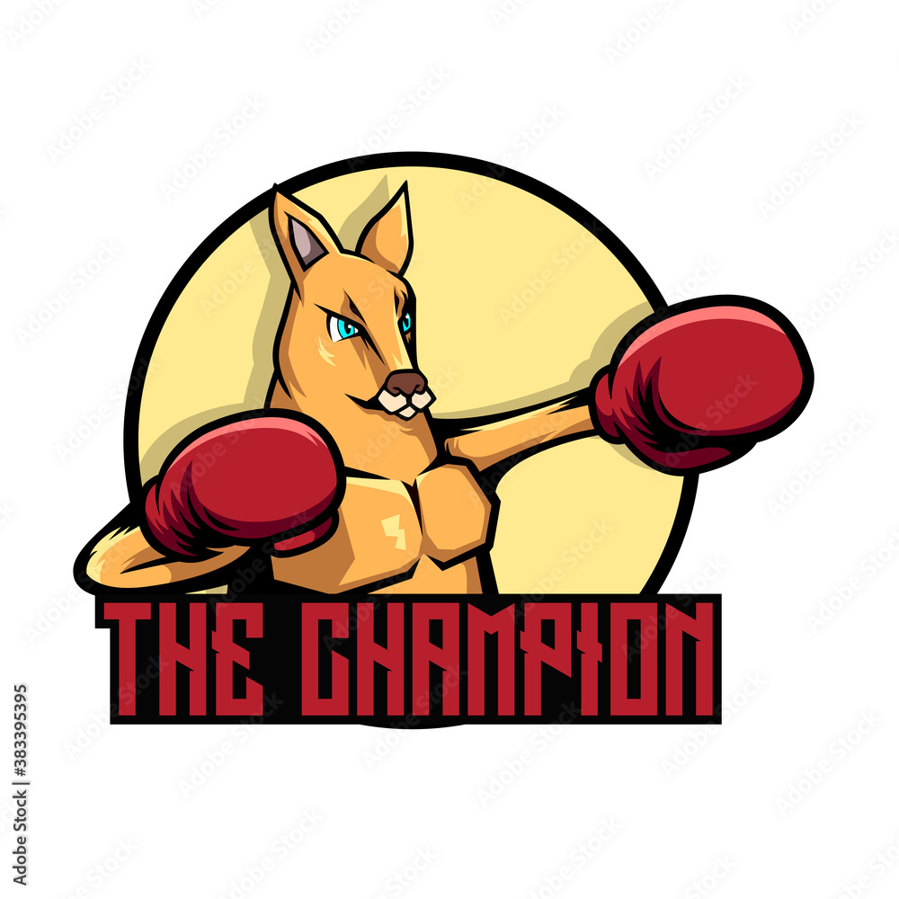 Boxing Kangaroo Mascot Logo Design Stock Vector | Adobe Stock