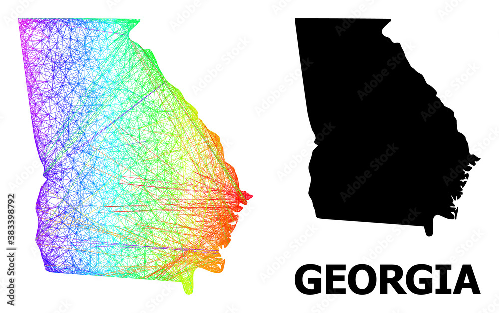 Wire frame and solid map of Georgia State. Vector model is created from ...