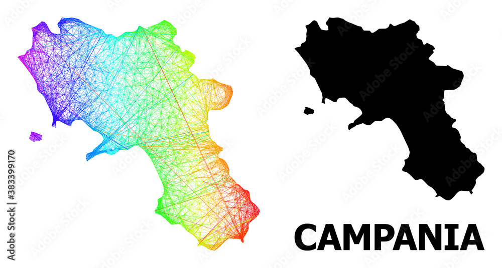 Wire frame and solid map of Campania region. Vector model is created ...
