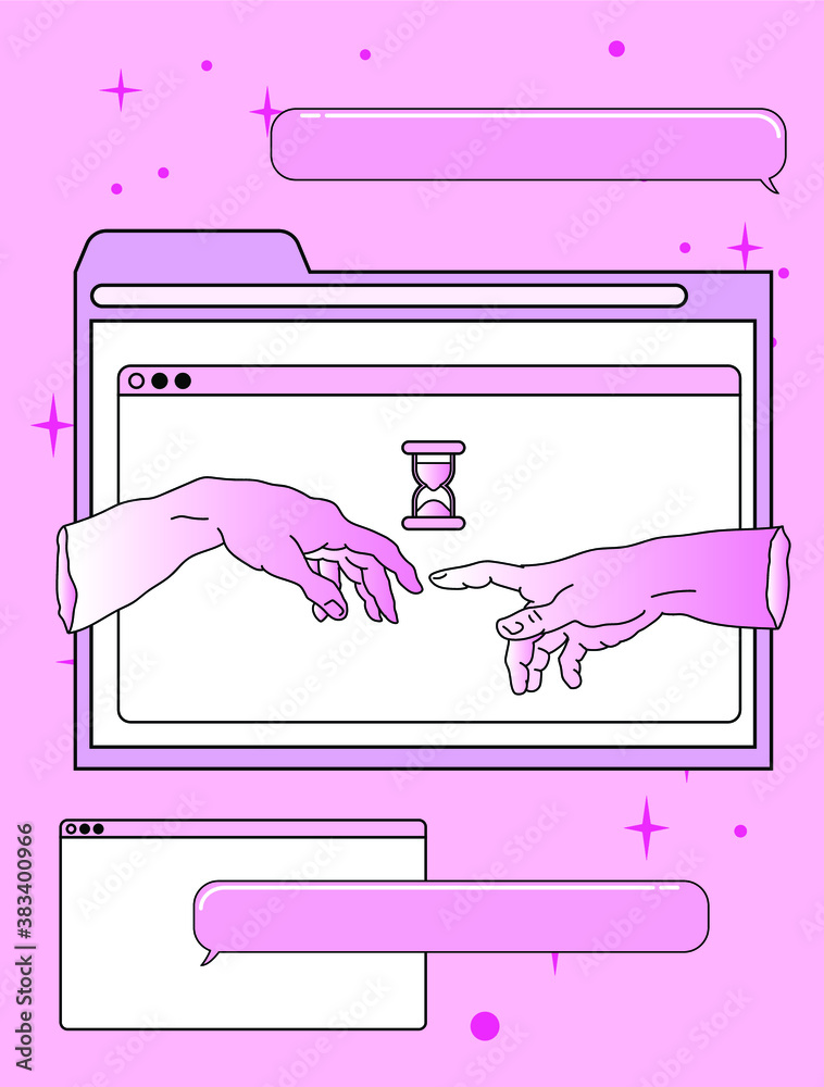 Collage of user interface elements, UI and UX theme. Trendy cover in ...