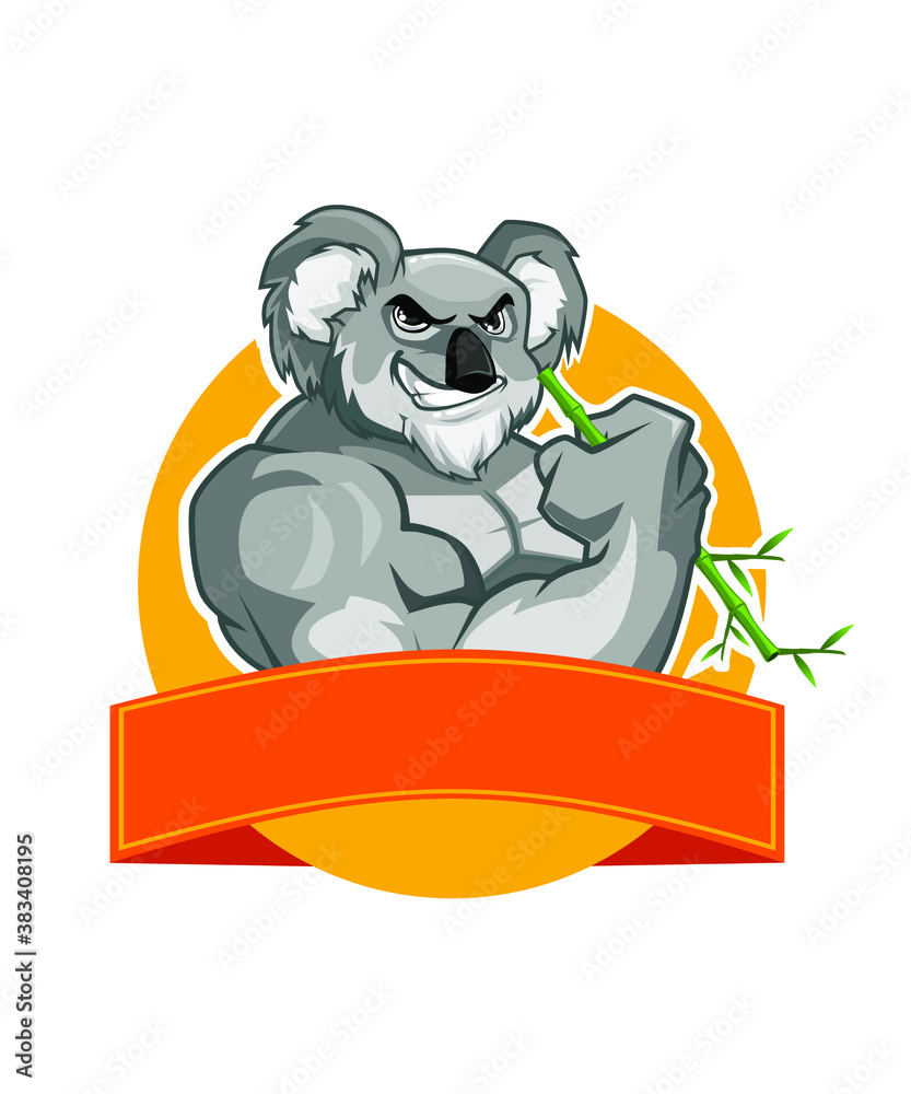 koala muscle gym logo cartoon in vector Stock Vector | Adobe Stock