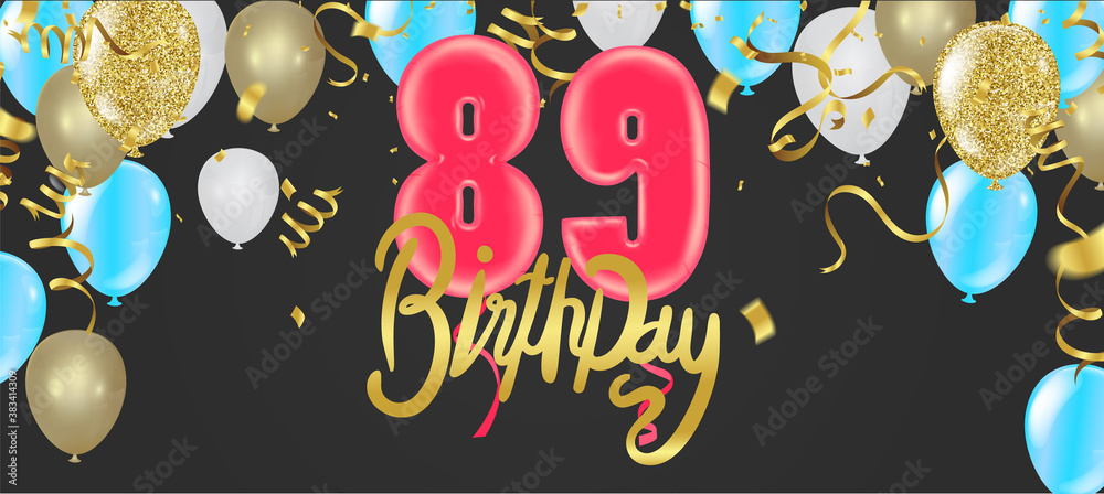 89 years anniversary and birthday with template design on background ...