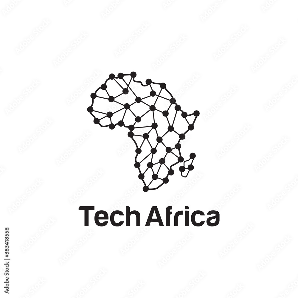 African Tech company logo design incorporated with Africa Continent ...