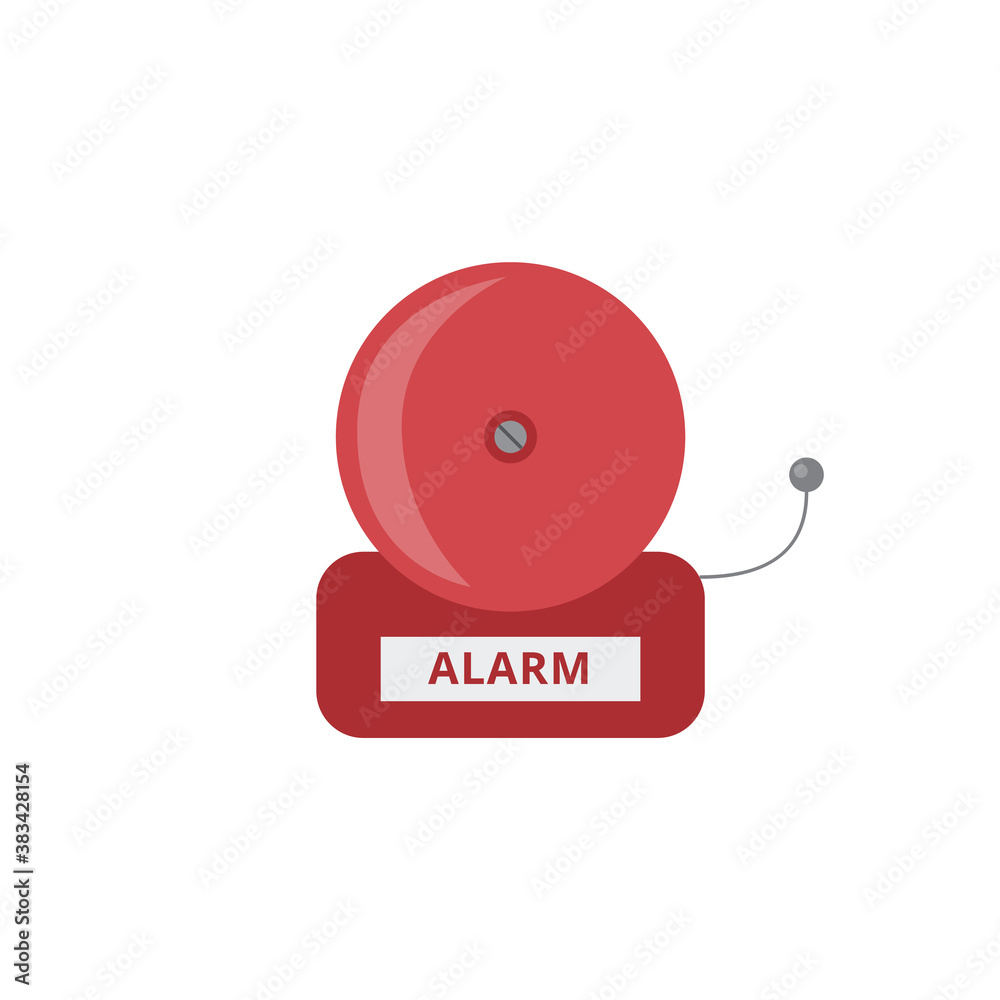 Red metal fire alarm bell a flat vector isolated illustration Stock ...