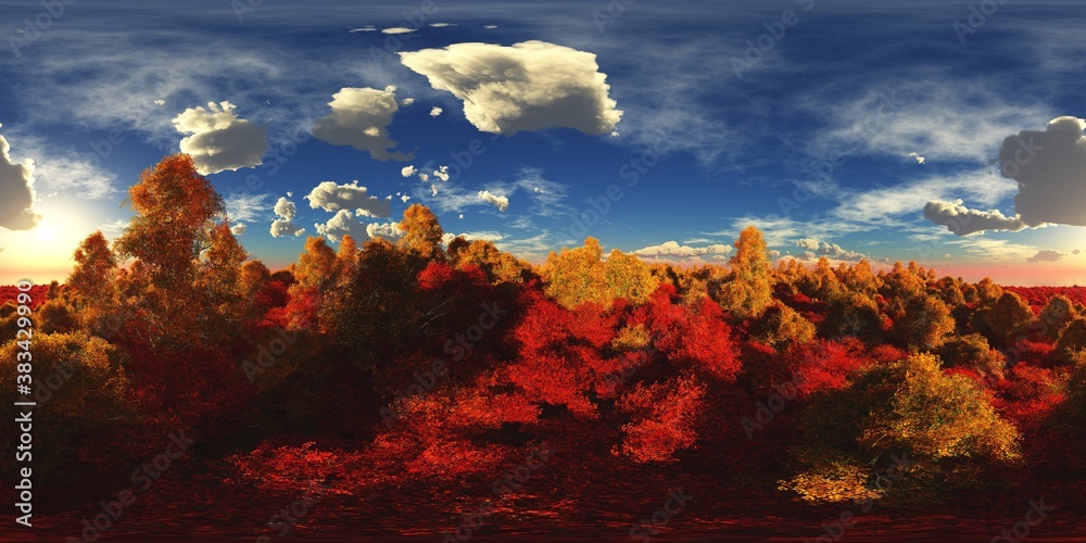 Panorama of the autumn landscape. HDRI, environment map , Round ...