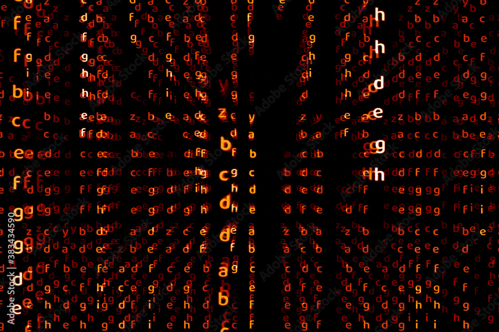 Matrix alphabet deep dimension red alert tone abstract text Stock ...