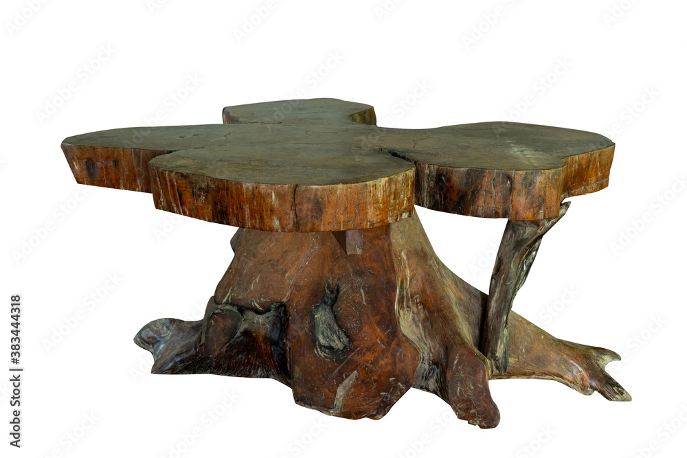 Root furniture on isolate white texture background with copy space and ...