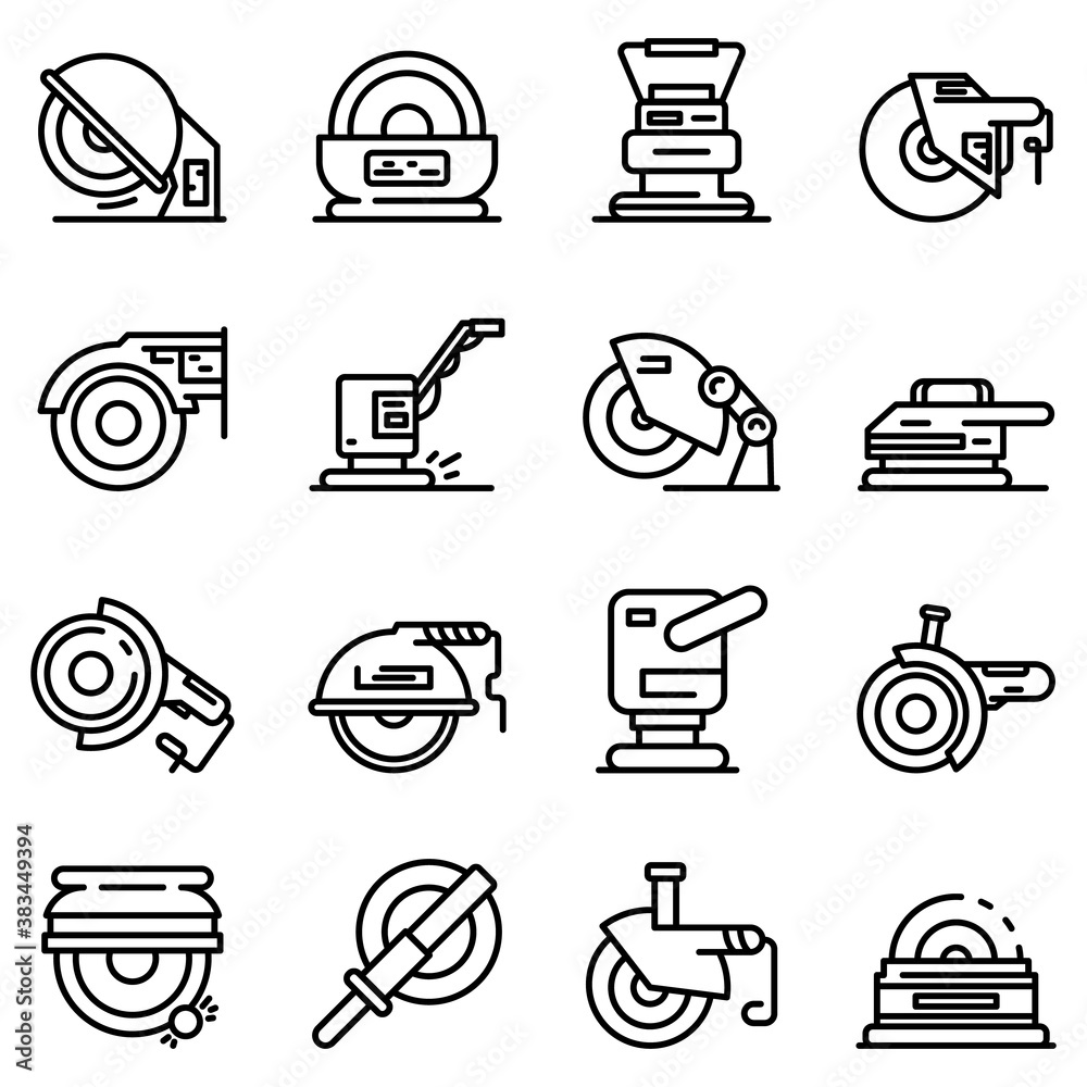 Grinding machine icons set. Outline set of grinding machine vector ... Grinding machine icons set. Outline set of grinding machine vector ...