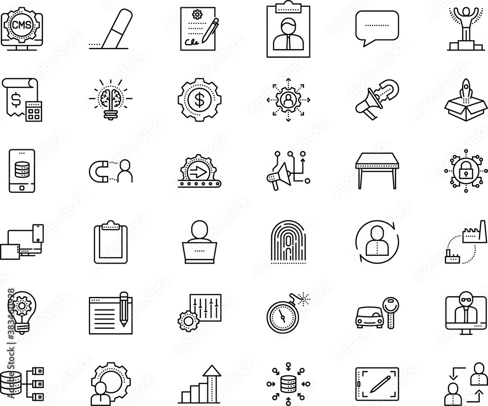 business vector icon set such as: launch, drafting, chart, tweaks ...