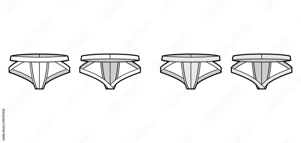 Jockstrap underwear technical fashion illustration with elastic ...
