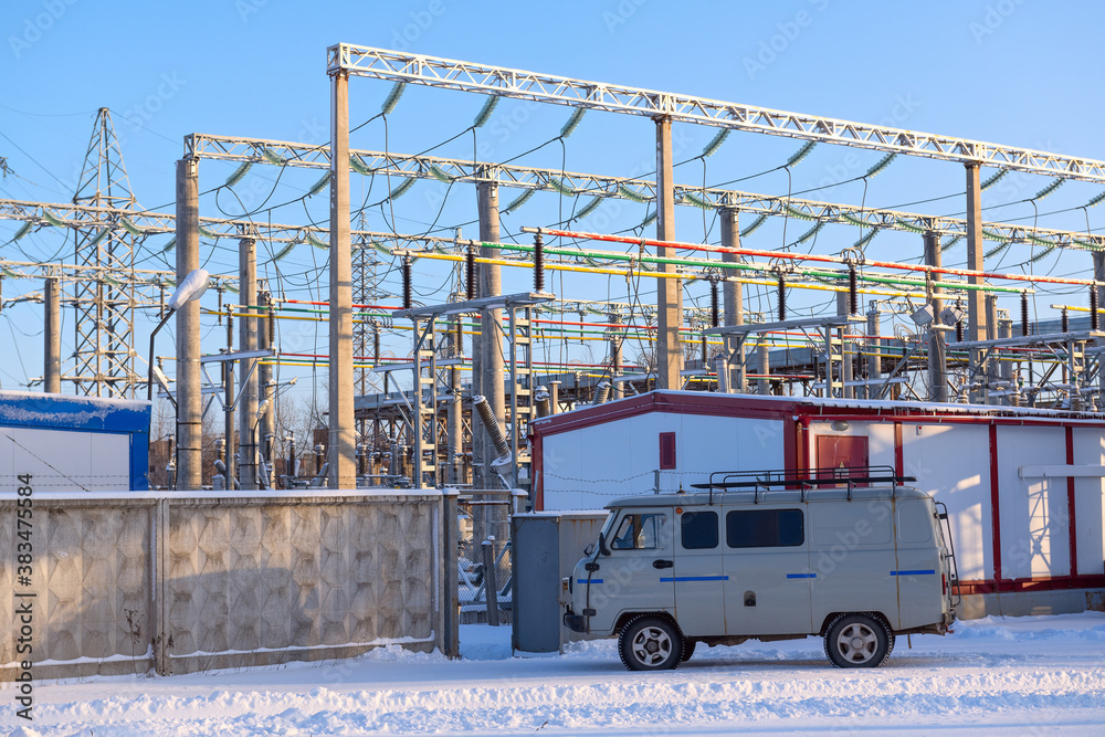 Photo & Art Print Transformer substation at a CHPP in Russia ...
