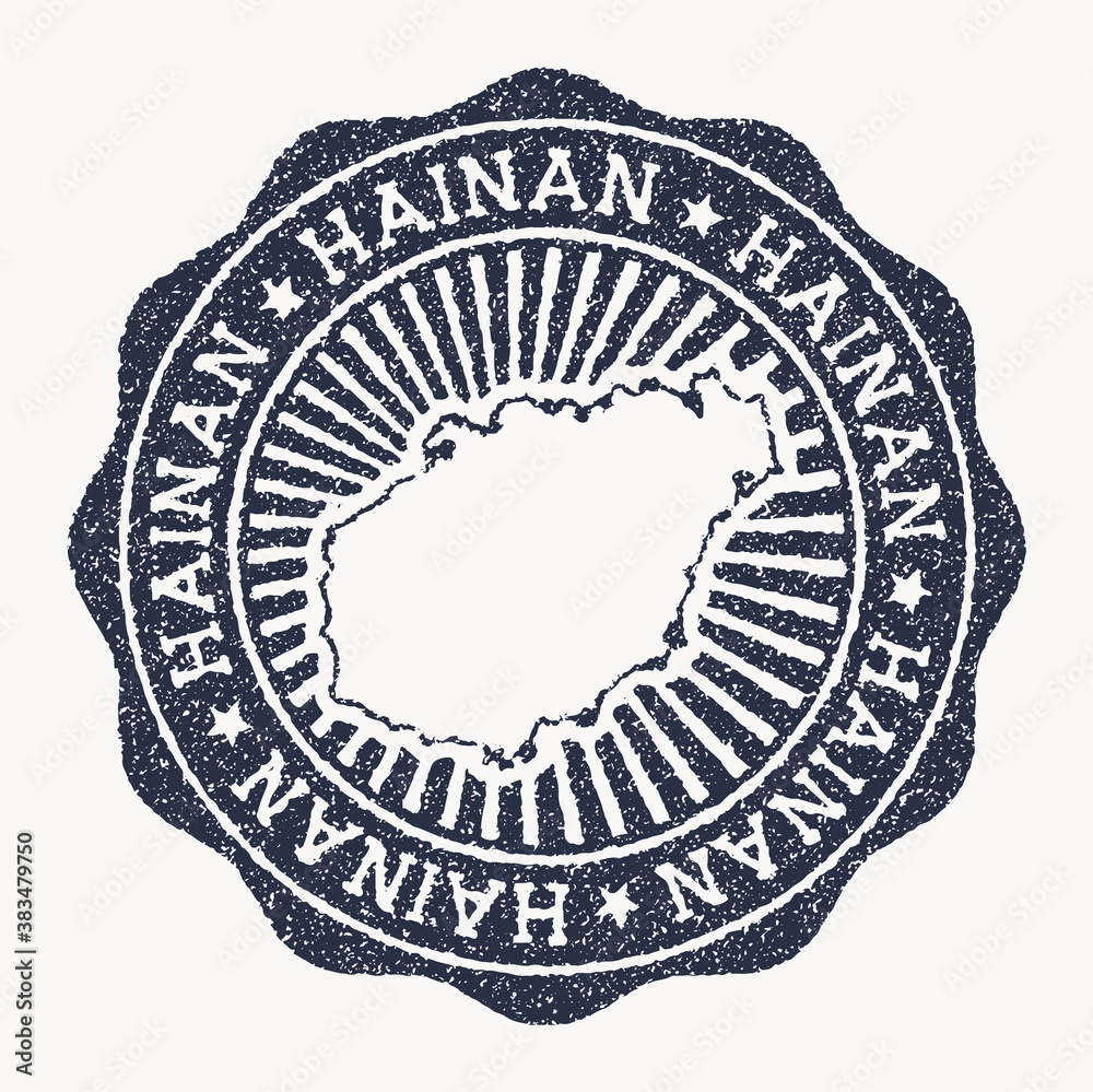 Hainan stamp. Travel rubber stamp with the name and map of island ...