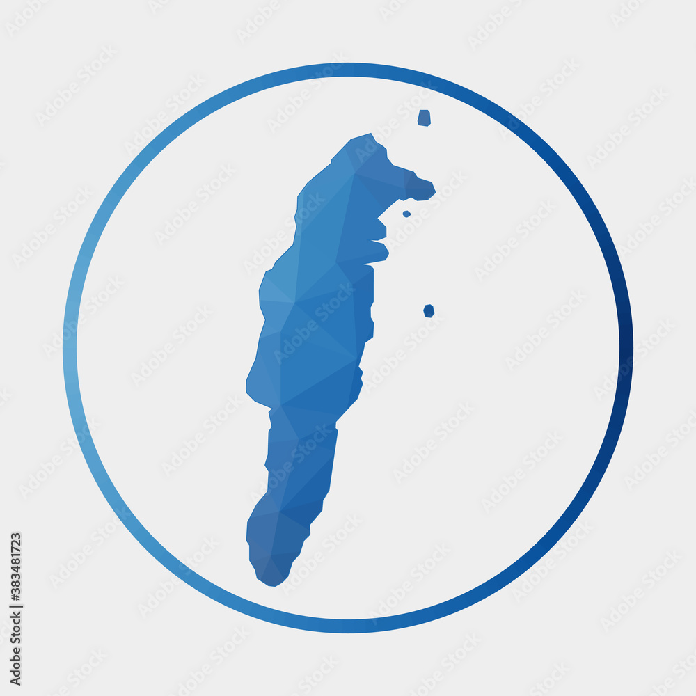San Andres icon. Polygonal map of the island in gradient ring. Round ...