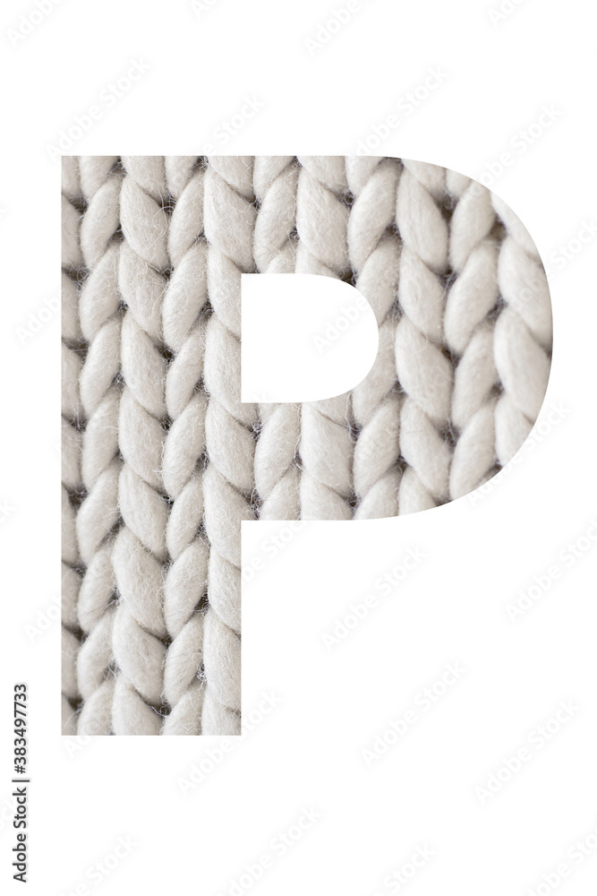Letter " P " is a knitted of the alphabet isolated on a white ...