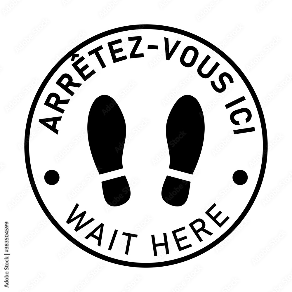 Bilingual Floor Marking Icon in French and English with Shoeprint ...