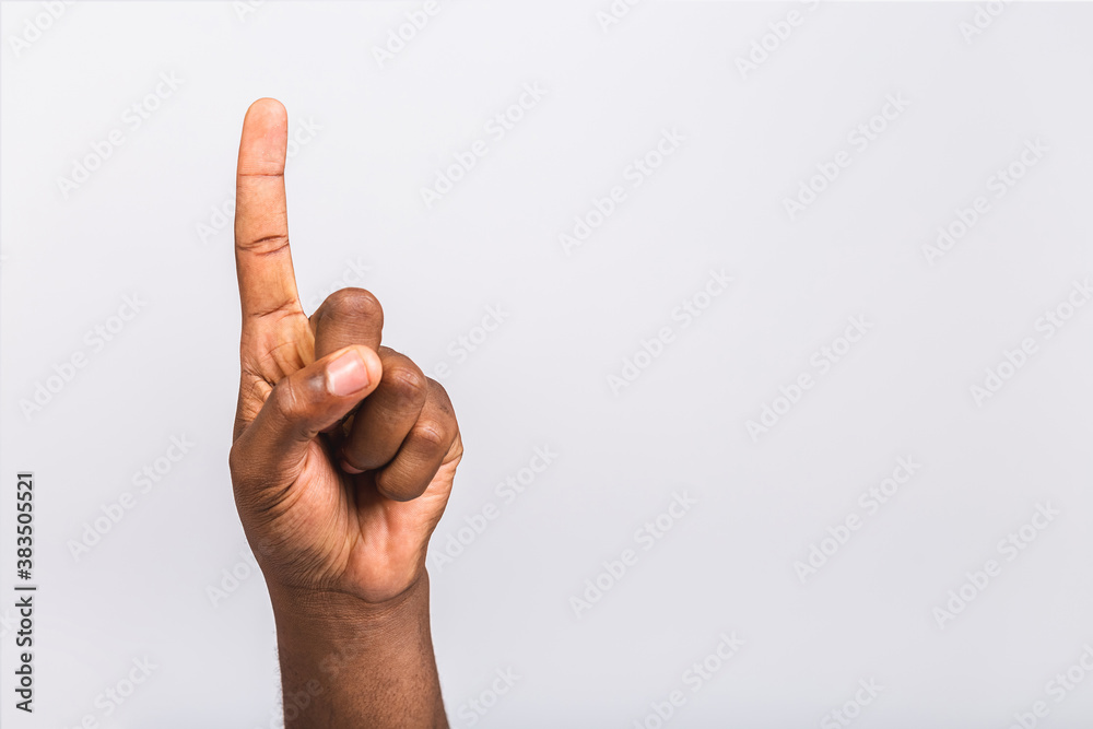 Black african american male hand point finger. Hand gestures - man ...