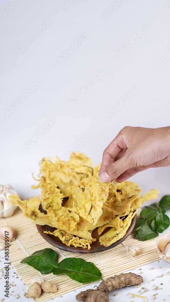 peyek, traditional Indonesian crackers, spiced flour that is deep fried ...
