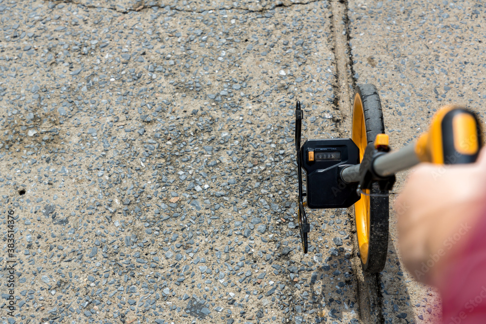 Distance measuring wheel device. Rolling distance measurement tool ...