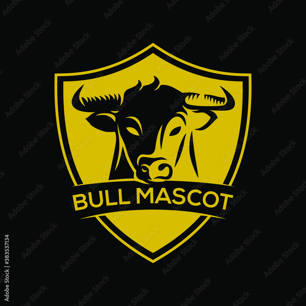 bull logo vector with shield, Design element for logo, poster, card ...