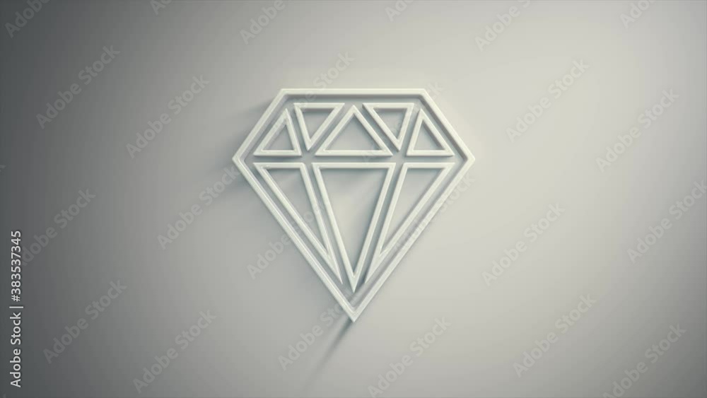 Diamond Icon With White Texture Fx Animation/ 4k animation of a white ...