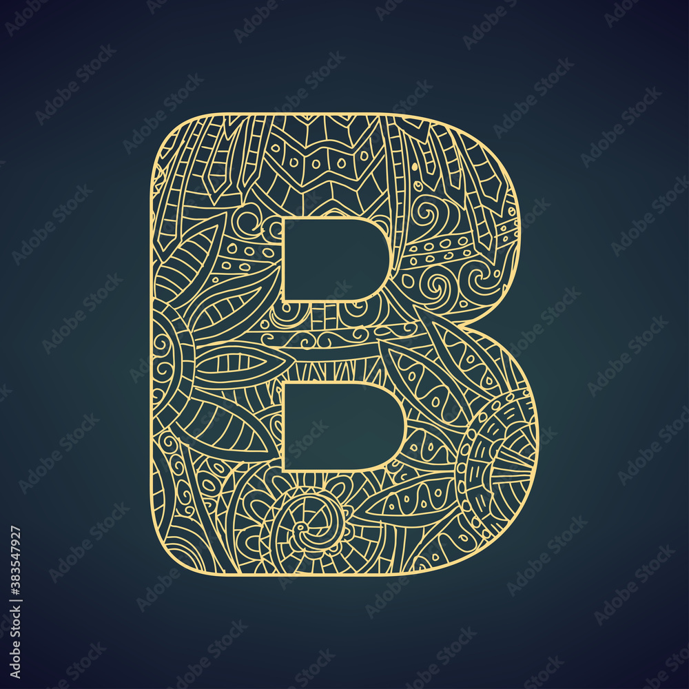 Letter B design with golden color Stock Vector | Adobe Stock