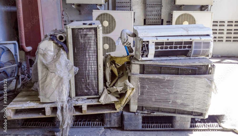 Pile of waste air conditoner, Rubbish and recycling dump trash for ...