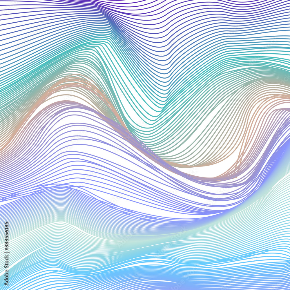 Violet, turquoise, blue, green, beige undulating subtle lines. Dynamic ...