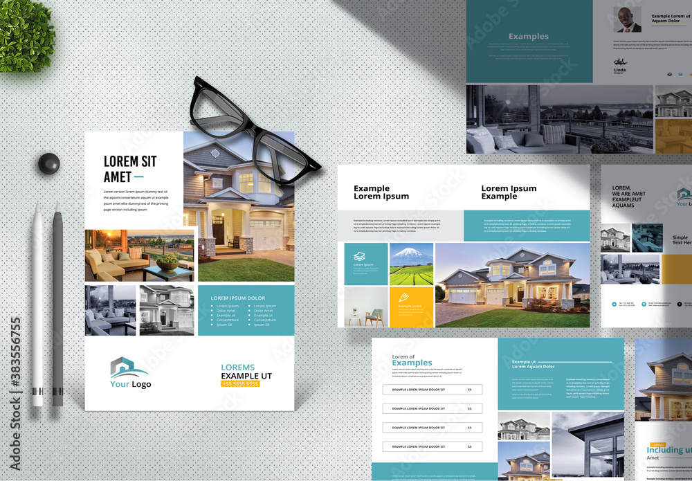 Real Estate Project Proposal Layout with Boxes Stock Template | Adobe Stock