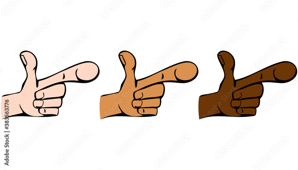 Human finger pointing sideways in cartoon style vector Stock Vector ...
