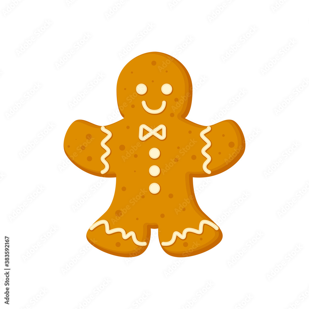 Gingerbread man traditional Christmas cookie with icing vector ...